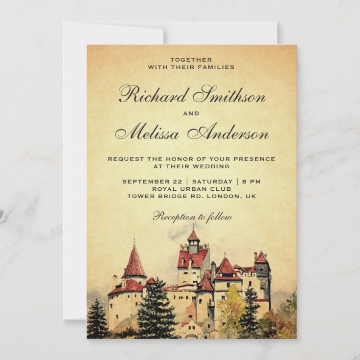 Vintage Royal Fairytale Castle Wedding Invitation | Zazzle