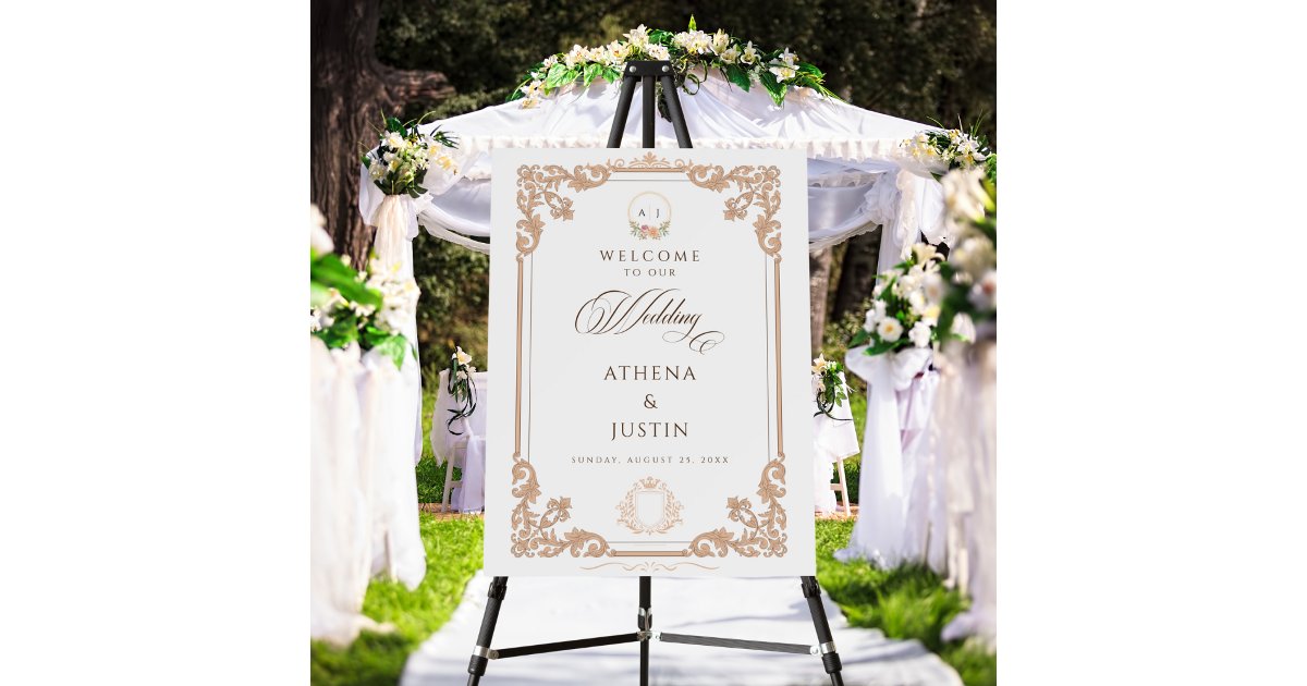 Vintage Royal Script Wedding Welcome Sign | Zazzle
