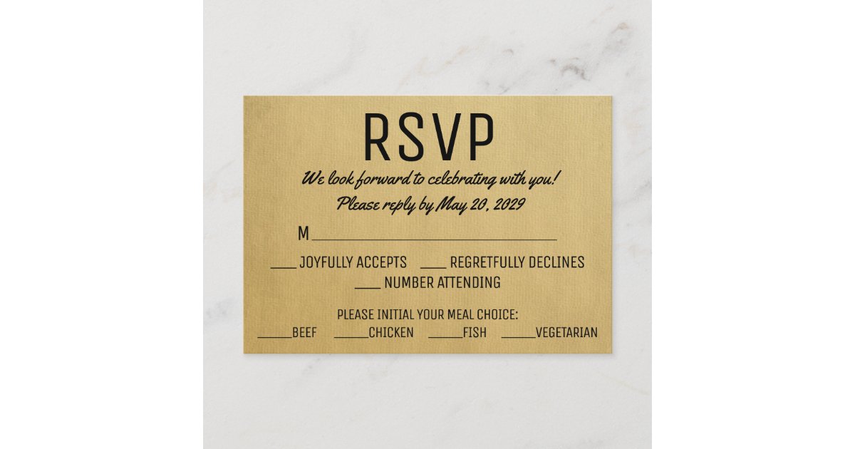 Vintage RSVP w/ Meal Choice Response Cards | Zazzle.com