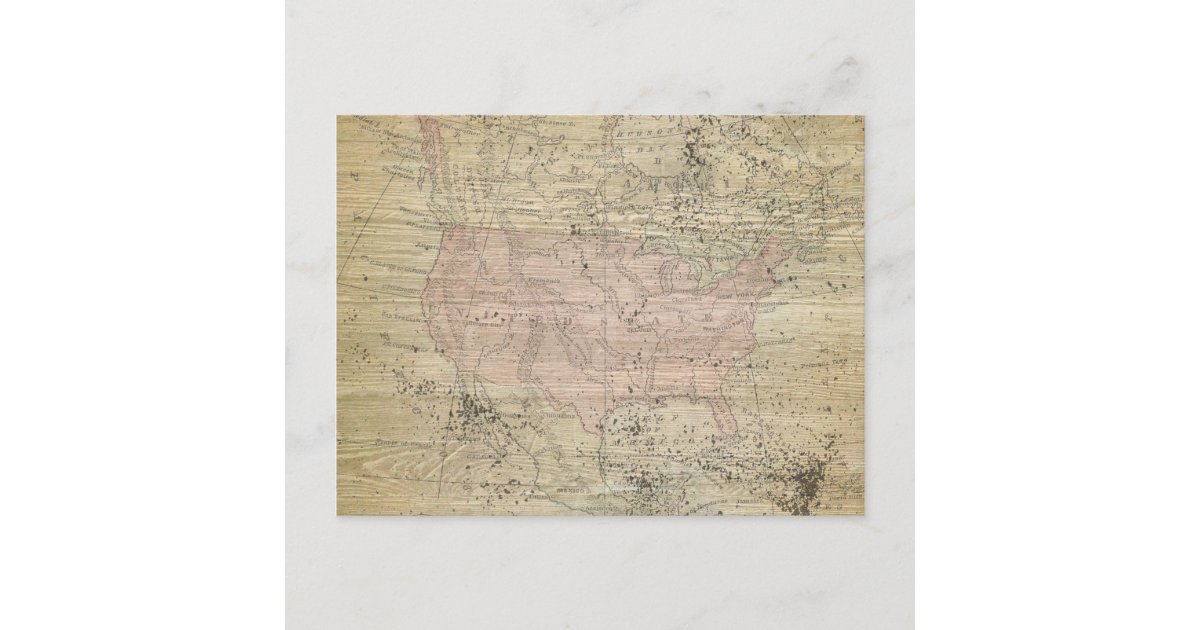 Vintage Rugged Wood Look Map Postcard | Zazzle