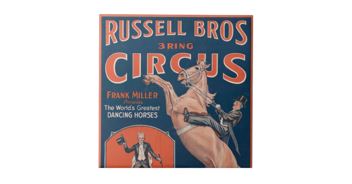 Vintage Russell Brothers Circus Poster. Ceramic Tile | Zazzle