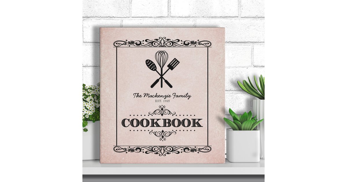 Vintage Rust Aged Paper Family Cookbook 3 Ring Binder | Zazzle