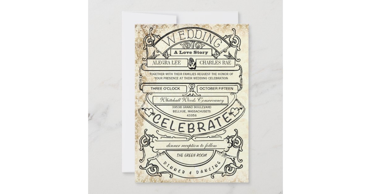 Vintage Rustic Ad Modern Typography Wedding Invitation | Zazzle