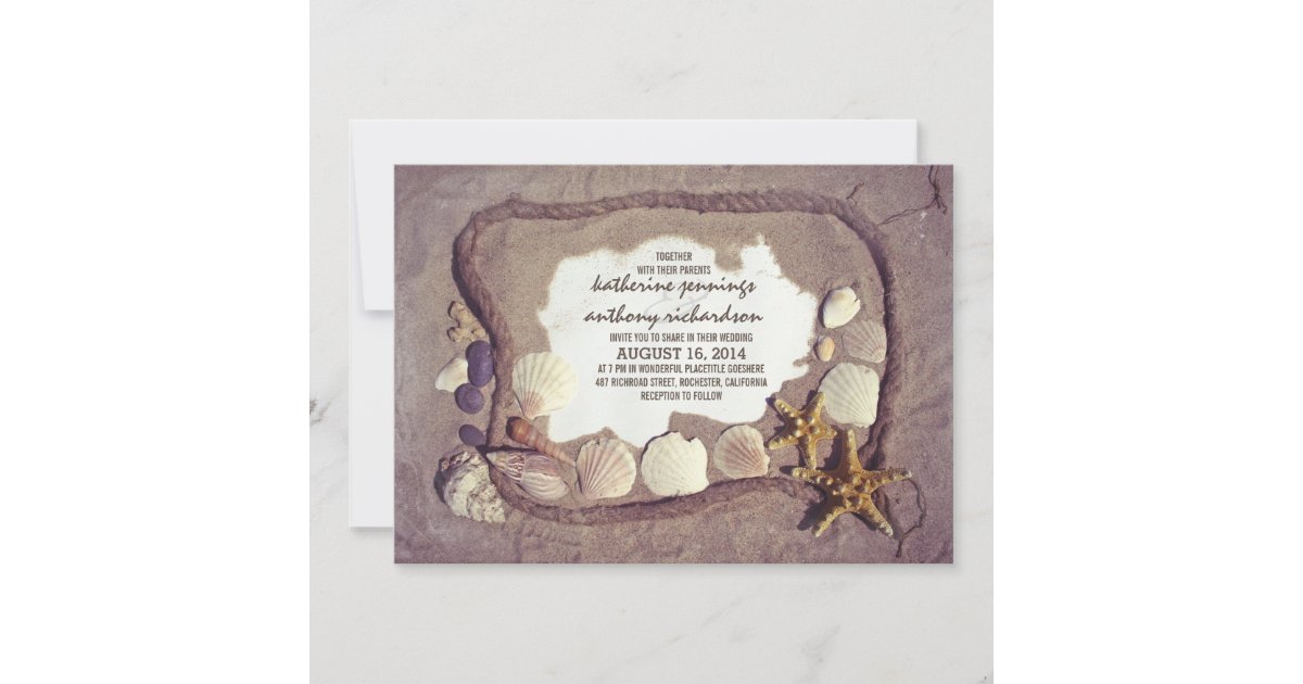 Vintage Rustic Beach Wedding Invitation | Zazzle