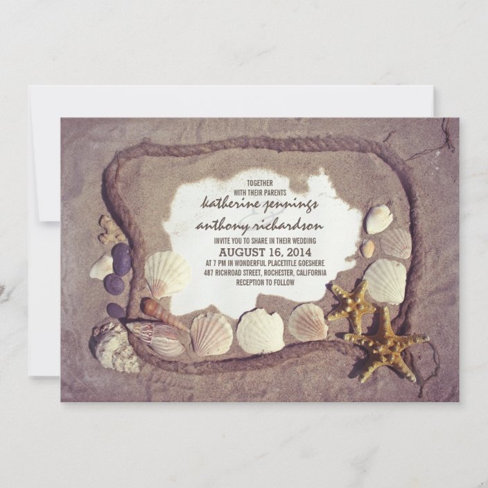 Vintage Rustic Beach Wedding Invitation | Zazzle.com