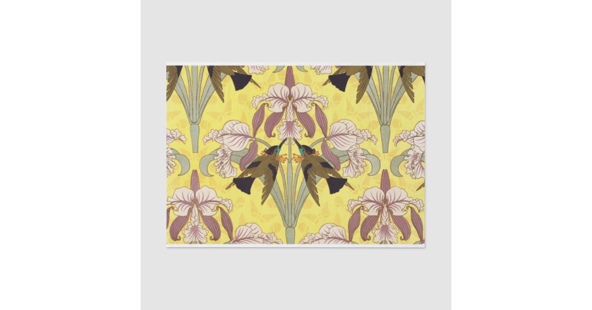Vintage Rustic Birds Wild Orchids Floral Tissue Paper | Zazzle