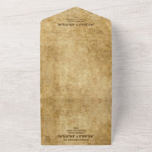 Vintage rustic brown wedding Bride Groom All In One Invitation | Zazzle