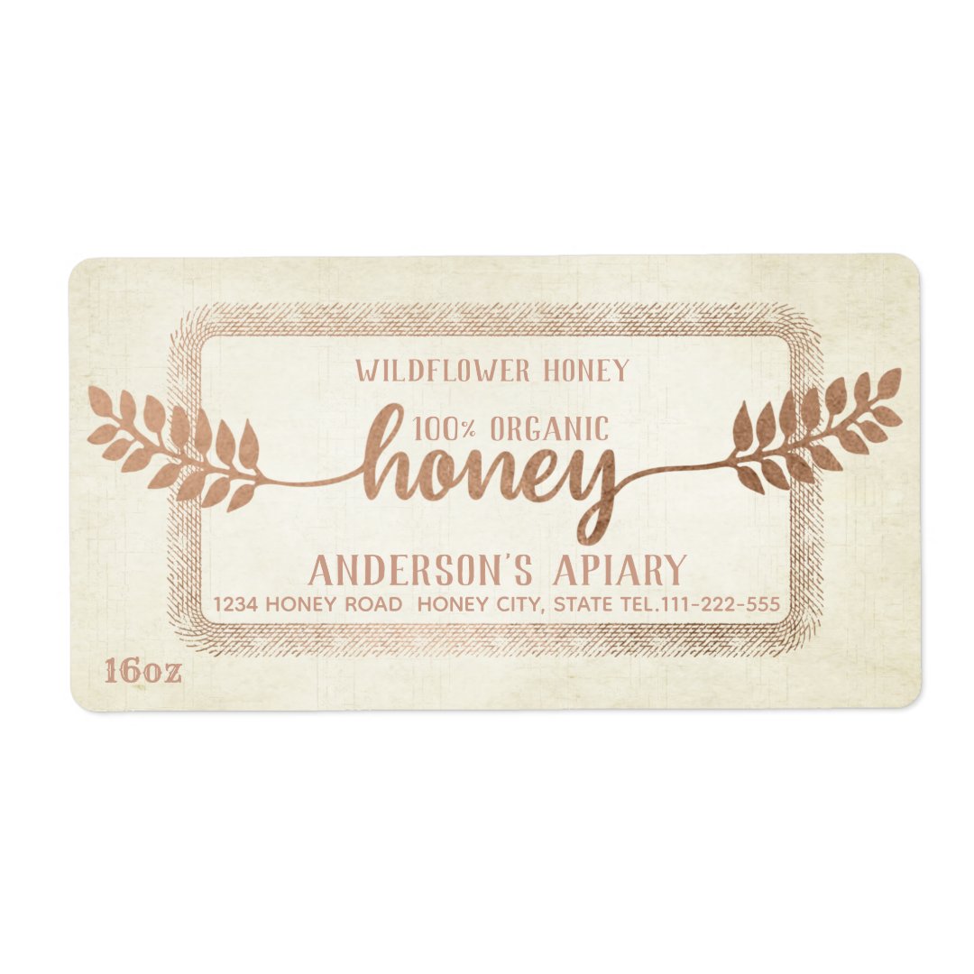 Vintage rustic calligraphy honey branch label | Zazzle