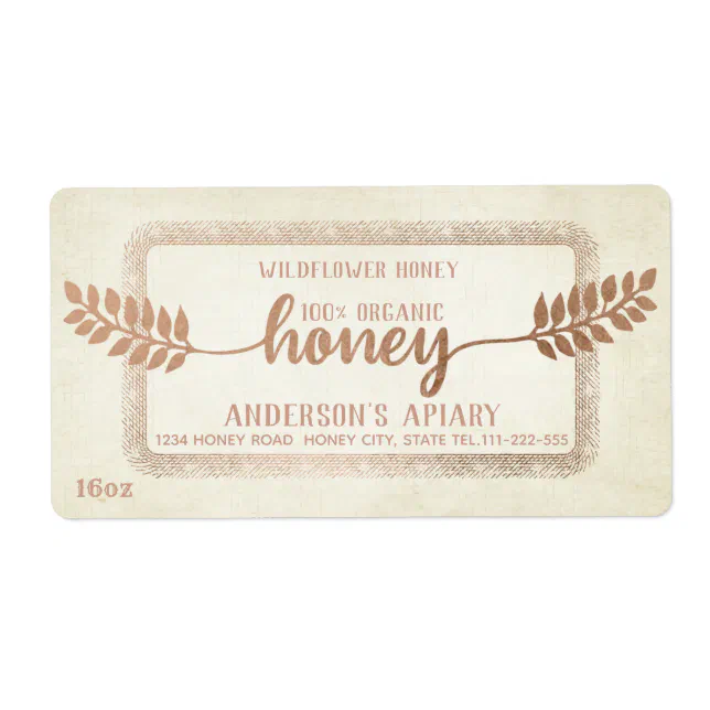 Vintage rustic calligraphy honey branch label | Zazzle