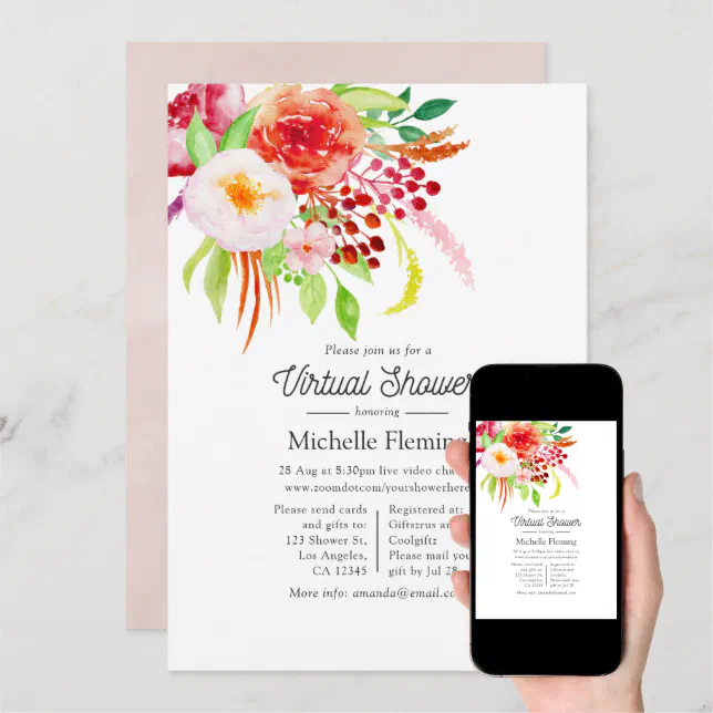 Vintage Rustic Charm Virtual Shower Invitation | Zazzle