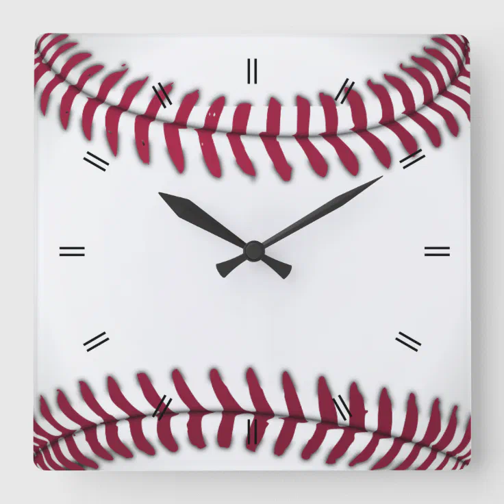 Vintage Rustic Country Baseball Decor Square Wall Clock | Zazzle