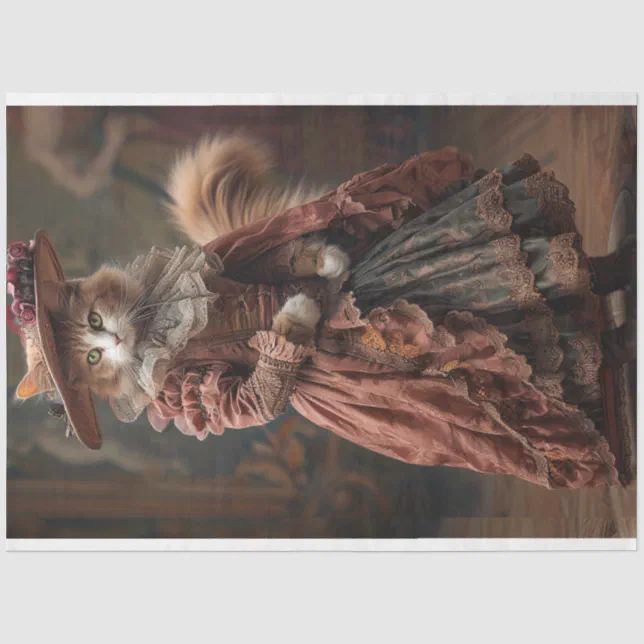 Vintage Rustic Dressed Cat Decoupage Tissue Paper | Zazzle