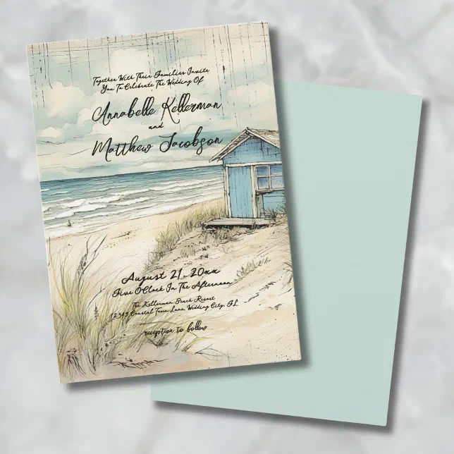 Vintage Rustic Elegant Coastal Beach Wedding Invitation | Zazzle