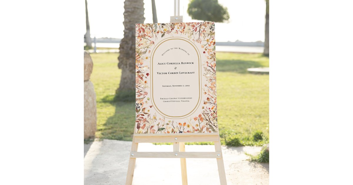 Vintage Rustic Fall Beige Wedding Welcome Sign | Zazzle
