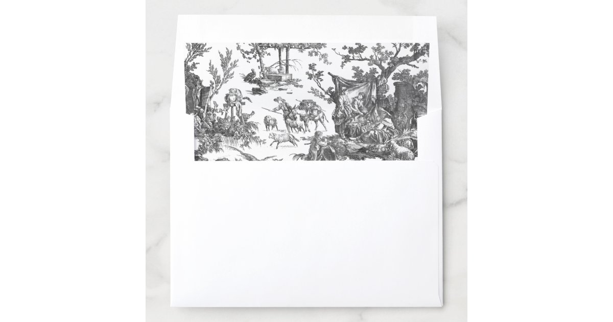 Vintage Rustic Farm French Toile-Black & White Envelope Liner | Zazzle