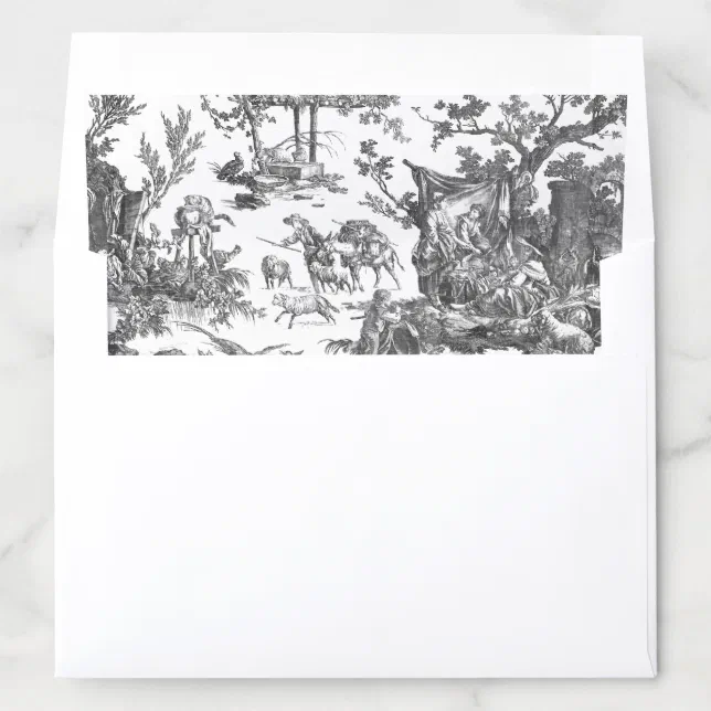 Vintage Rustic Farm French Toile-Black & White Envelope Liner | Zazzle