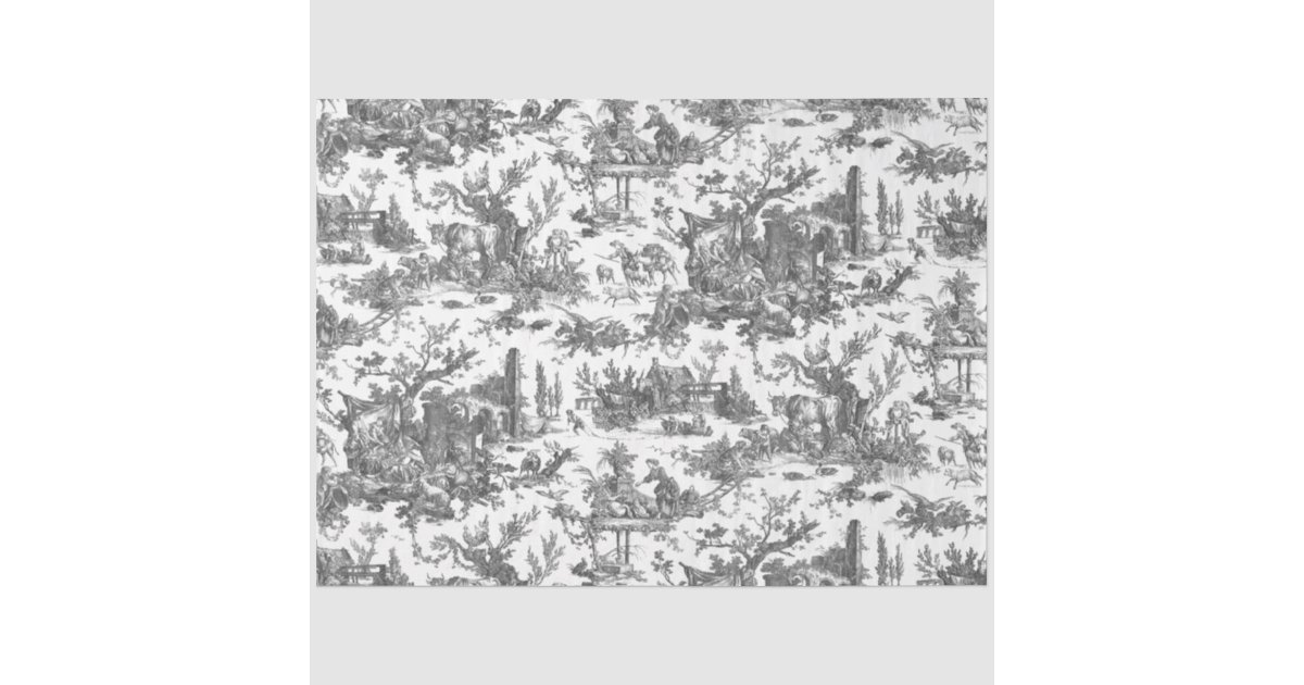 Vintage Rustic Farm French Toile-Black & White Tissue Paper | Zazzle
