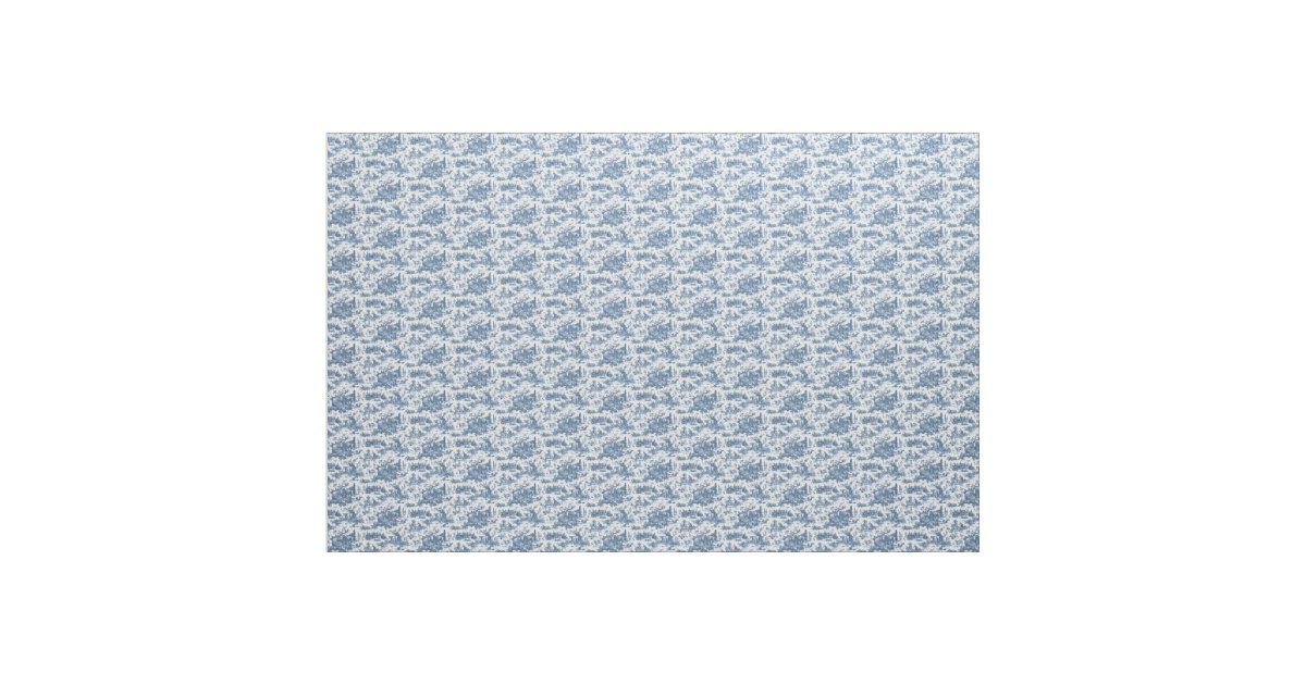 Vintage Rustic Farm French Toile-Blue & White Fabric | Zazzle