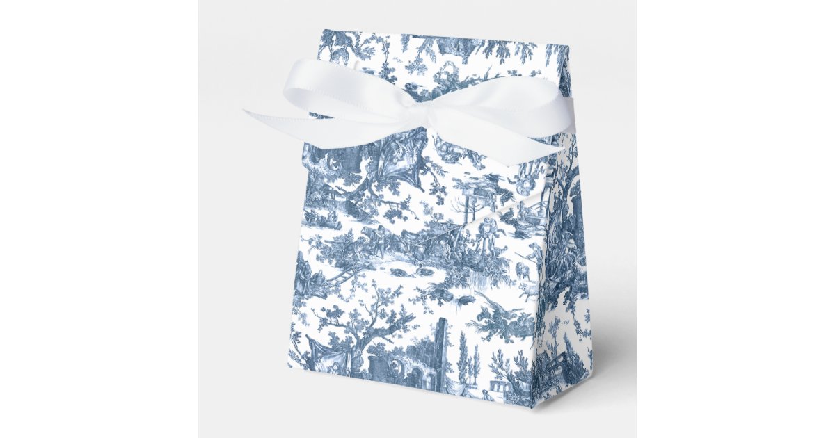 Vintage Rustic Farm French Toile-Blue & White Favor Boxes | Zazzle
