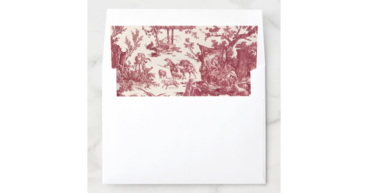 Vintage Rustic Farm French Toile-Red & Tan Envelope Liner | Zazzle