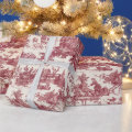 Vintage Rustic Farm French Toile-Red & Tan Wrapping Paper | Zazzle