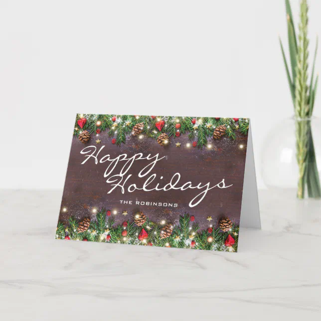 Vintage Rustic Happy Holidays Holiday Card | Zazzle