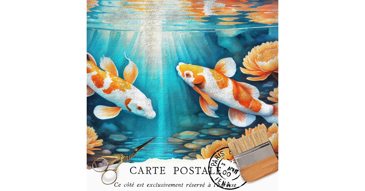 Vintage Rustic Koi Fish Decoupage Tissue Paper | Zazzle