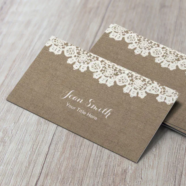 Vintage Rustic Lace & Burlap Event Planning Craft Business Card | Zazzle