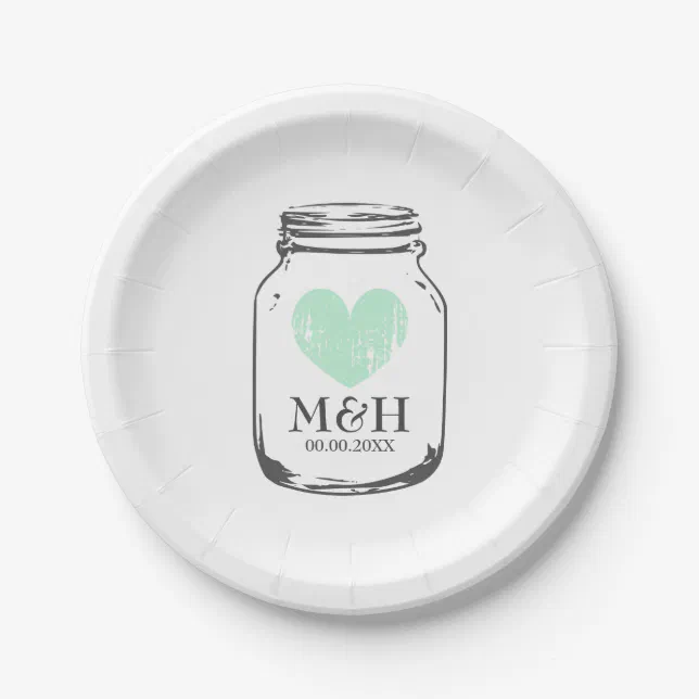 Vintage rustic mason jar wedding bbq party plates | Zazzle