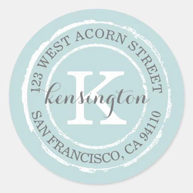 Vintage Rustic Monogram | Round Address Label | Zazzle