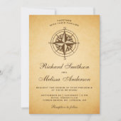 Vintage Rustic Nautical Compass Wedding Invitation | Zazzle