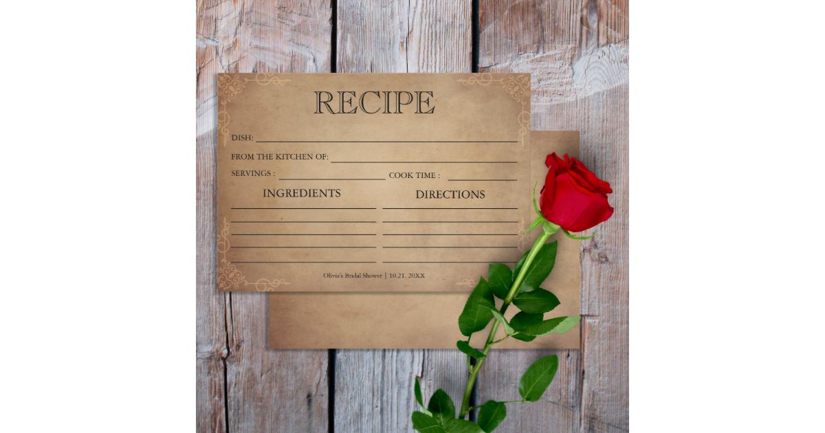Vintage Rustic Old Parchment Recipe Card | Zazzle