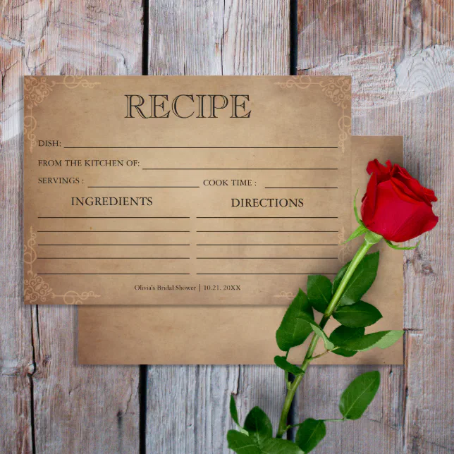 Vintage Rustic Old Parchment Recipe Card | Zazzle