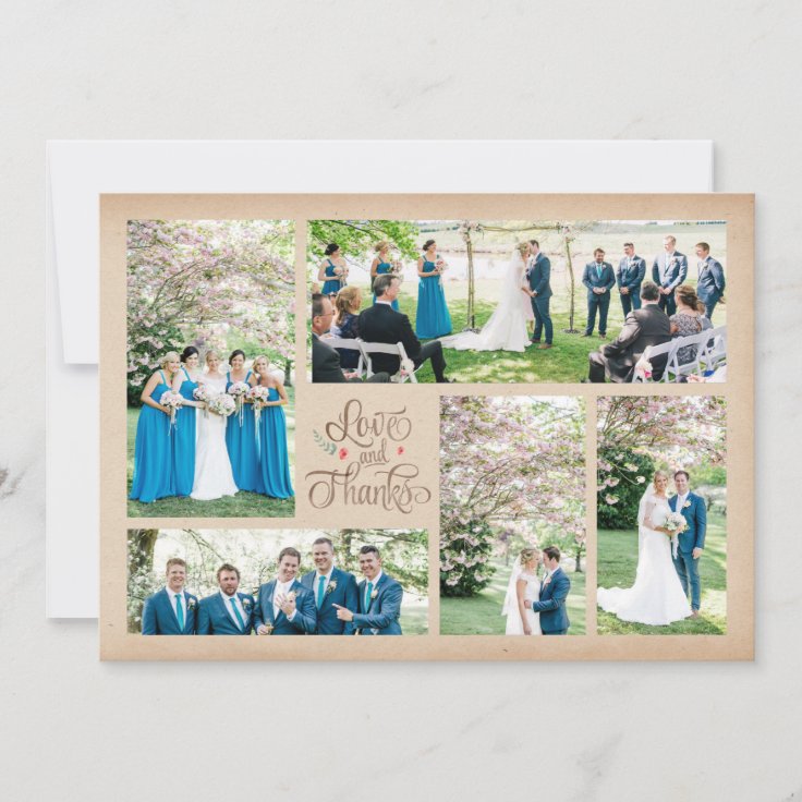 Vintage Rustic Photo Collage Thank You Cards | Zazzle