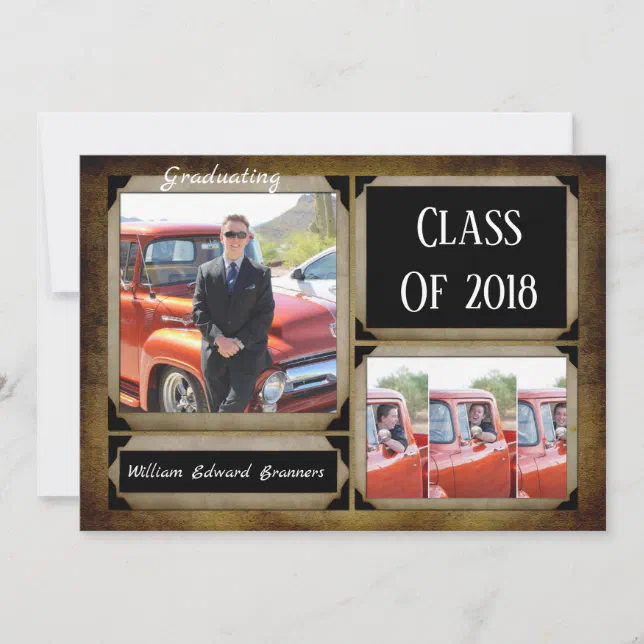 Vintage Rustic Photo Graduation Invitations | Zazzle
