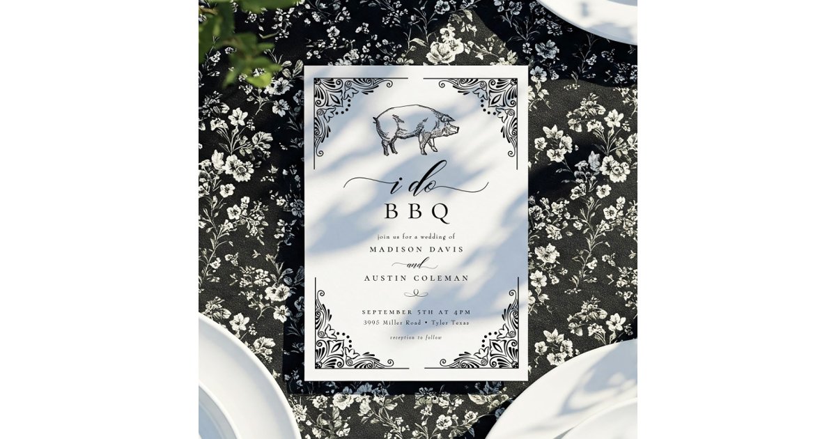 Vintage Rustic Pig I Do BBQ Casual Wedding Invitation | Zazzle