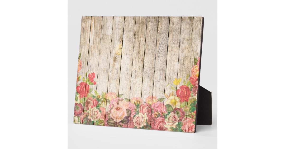 Vintage Rustic Romantic Roses Wood Plaque | Zazzle
