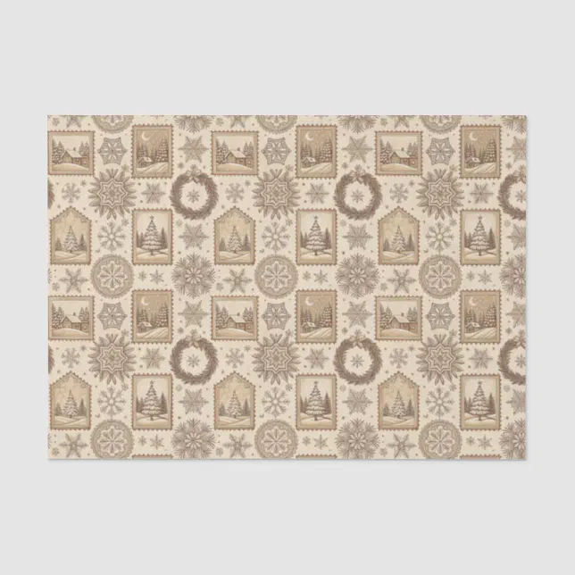 Vintage Rustic Snowflakes & Winter Cabin Christmas Tissue Paper | Zazzle