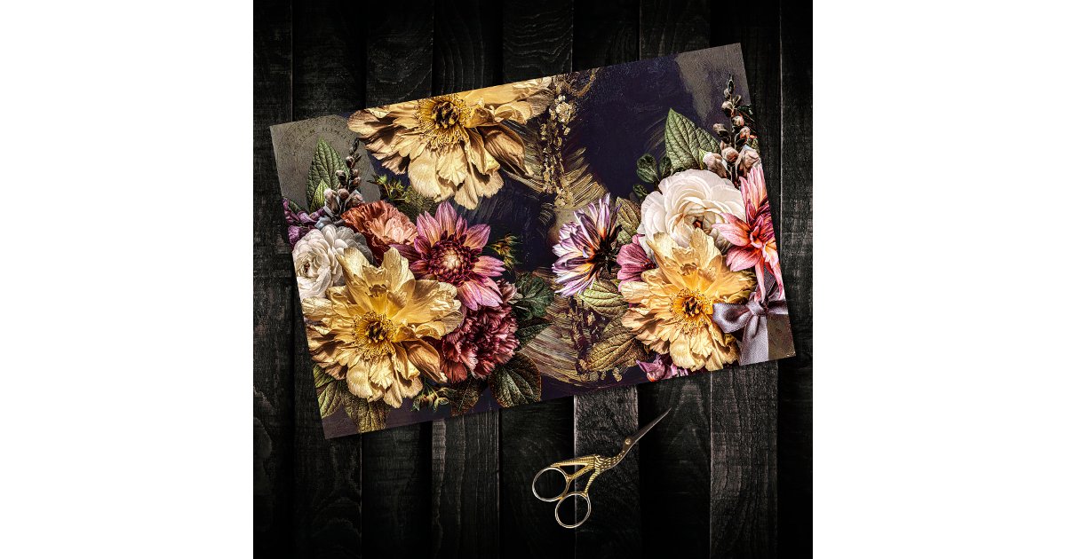 Vintage Rustic Texture Botanical Decoupage Tissue Paper | Zazzle