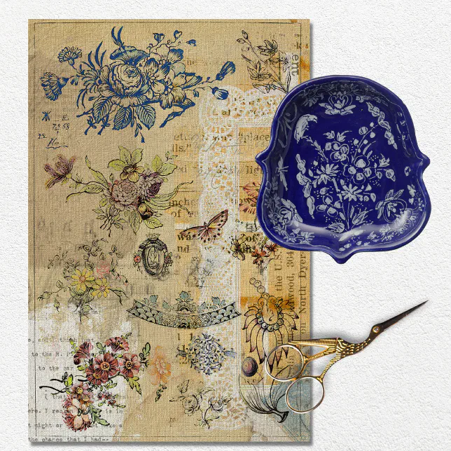 Vintage Rustic Texture French Decoupage Tissue Paper | Zazzle
