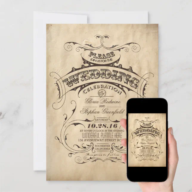 Vintage Rustic Wedding Invitation | Zazzle