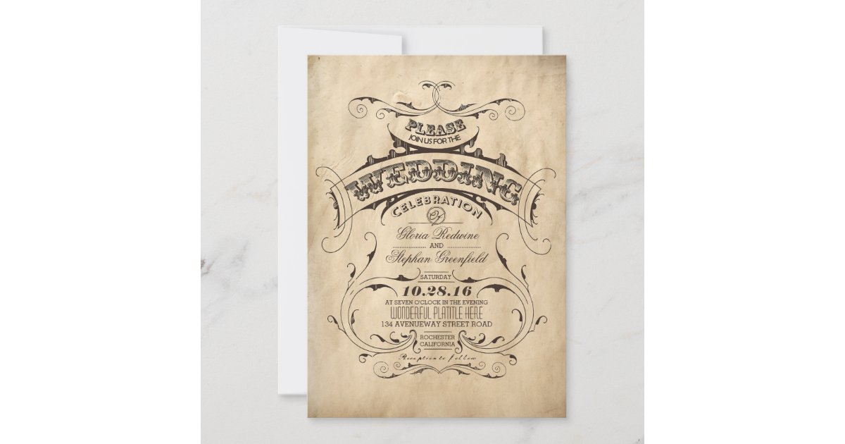 Vintage Rustic Wedding Invitation | Zazzle