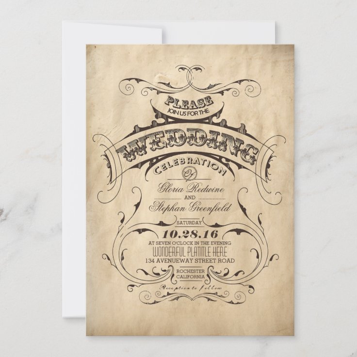 Vintage Rustic Wedding Invitation | Zazzle