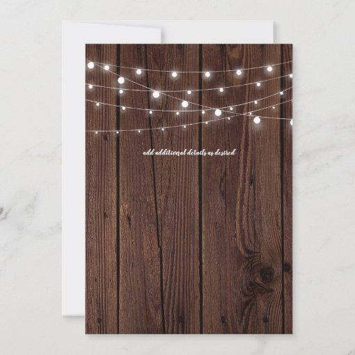 Vintage Rustic Wood Strings Lights Barn Wedding Invitation | Zazzle