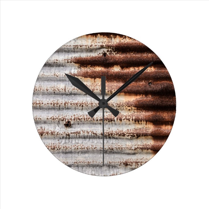Vintage Rusty Metal Round Clock | Zazzle