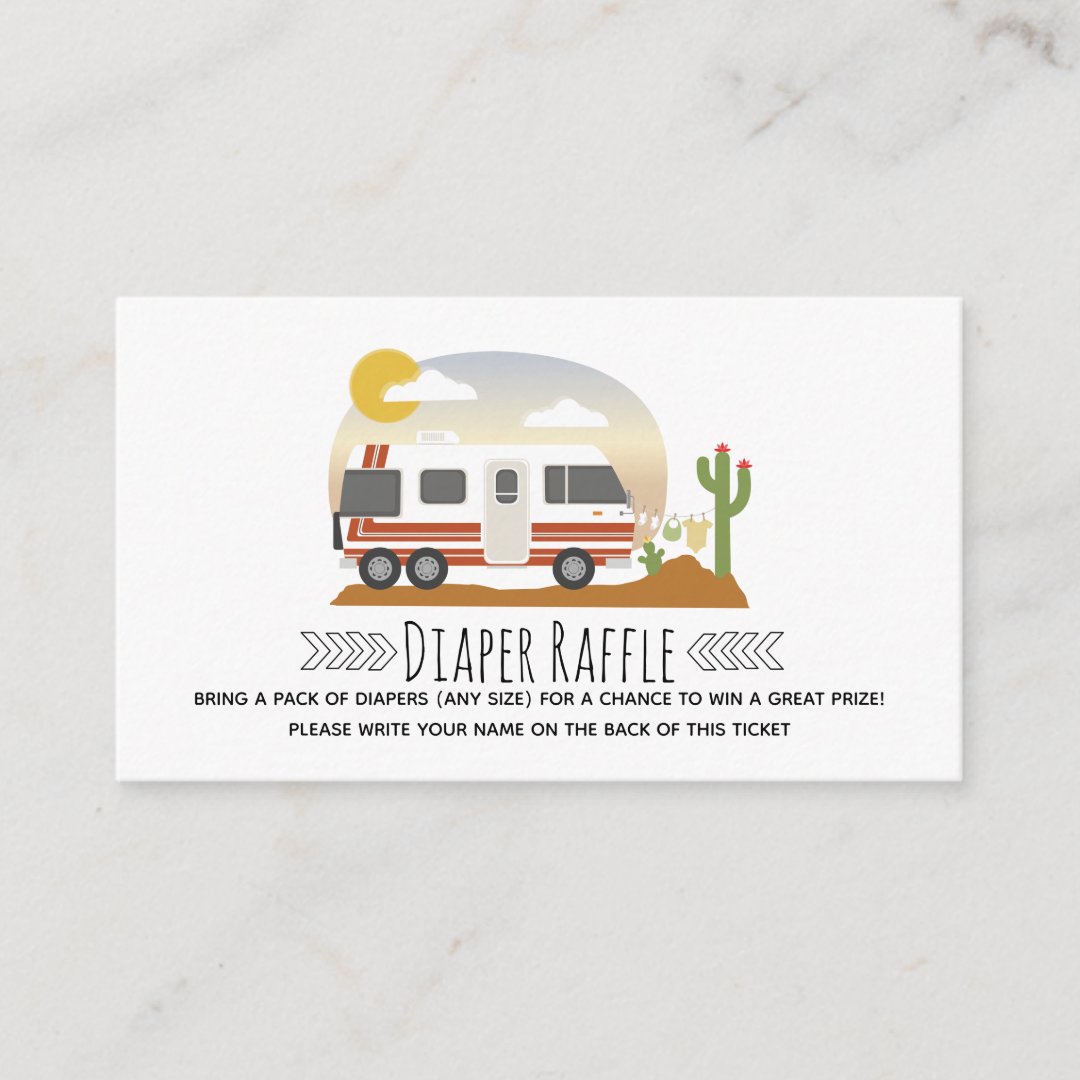 Vintage RV Desert Baby Shower Diaper Raffle Enclosure Card | Zazzle