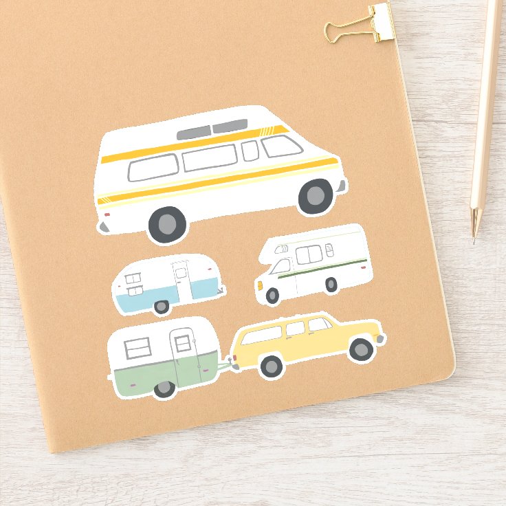 Vintage RV Van Motorhome Campervan Trailer Sticker | Zazzle