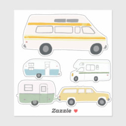 Vintage RV Van Motorhome Campervan Trailer Sticker | Zazzle