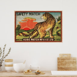 Vintage Safety Match Label - Tiger Poster | Zazzle