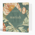 Vintage Sage Floral William Morris Monogram Photo 3 Ring Binder | Zazzle